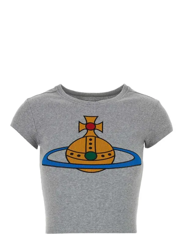 VIVIENNE WESTWOOD Orb Print Ribbed T-shirt - Grey