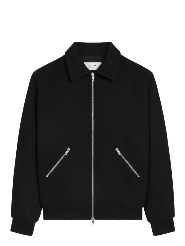 Celine Textured Wool Zip Jacket - Black