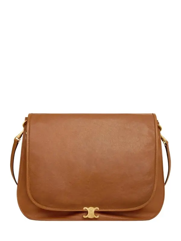 Celine Soft Triomphe Besace In Supple Shiny Lambskin - Soft Tan