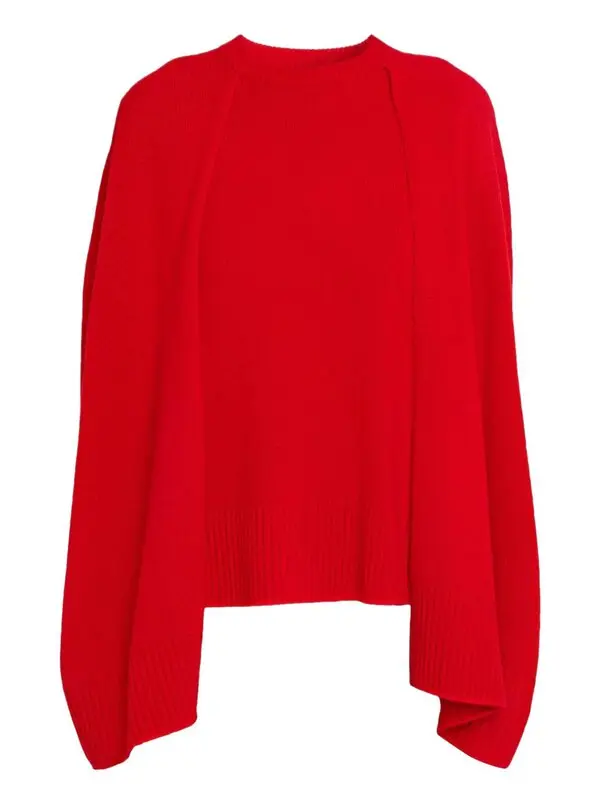 TOTEME Crewneck Knit Cape - Red