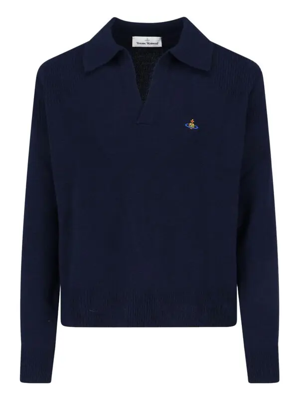 VIVIENNE WESTWOOD Long Sleeve Polo Jumper - Black