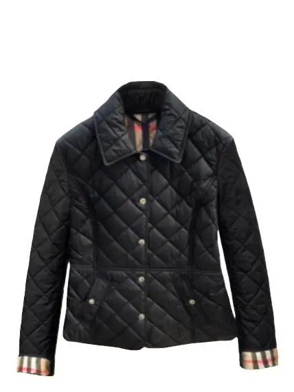 Burberry Quilted Cotton Jacket With Classic Collar - Black