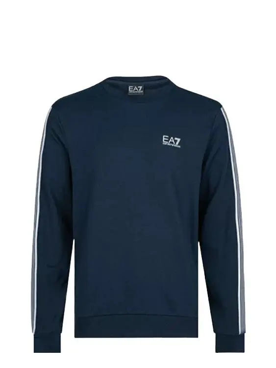 Emporio Armani Crewneck Sweatshirt With Striped Detail - Black