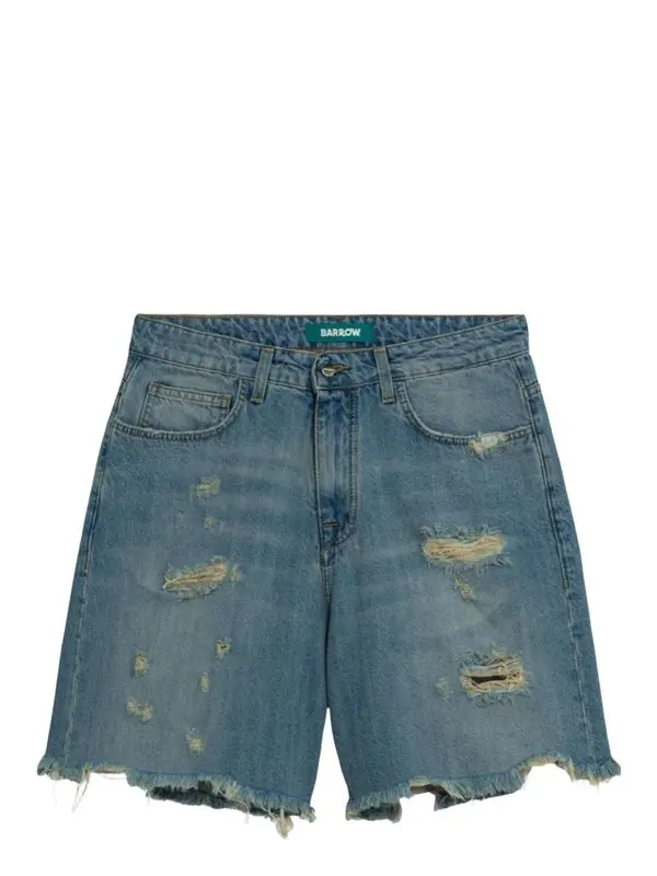 BARROW Distressed Denim Bermuda Shorts - Denim Blu/blue Denim