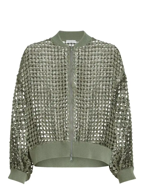 Brunello Cucinelli Sequin Embellished Net Cardigan - No