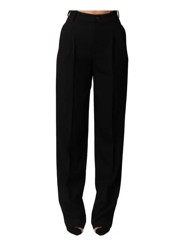 Elisabetta Franchi Pleated Wide-leg Trousers - Black