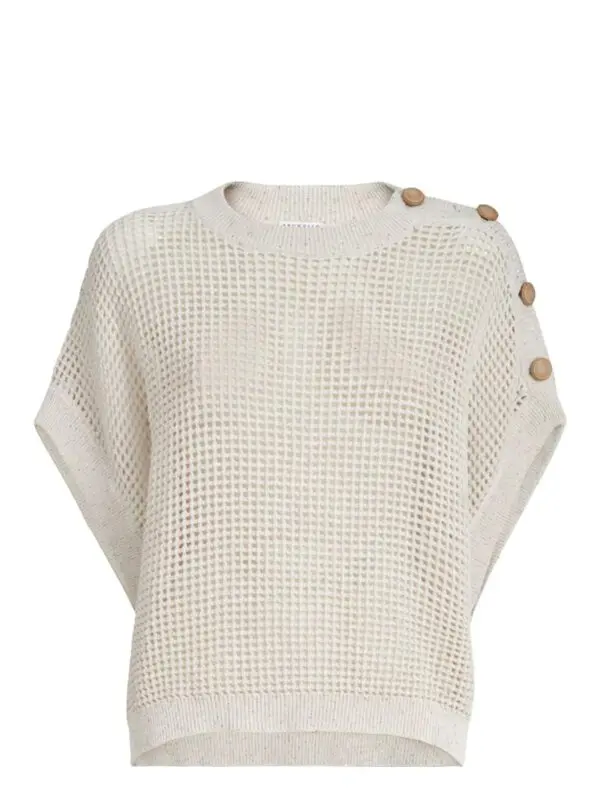 Brunello Cucinelli Knitted Embellished Jumper - Oatmeal