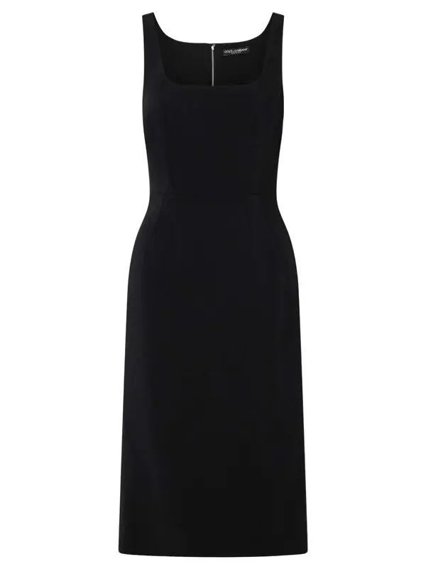 Dolce & Gabbana Square Neck Sleeveless Midi Dress - Black