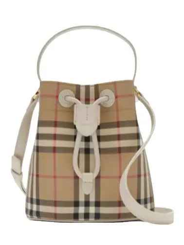 Burberry Checked Drawstring Shoulder Bag - Archives Beige/soap Beige
