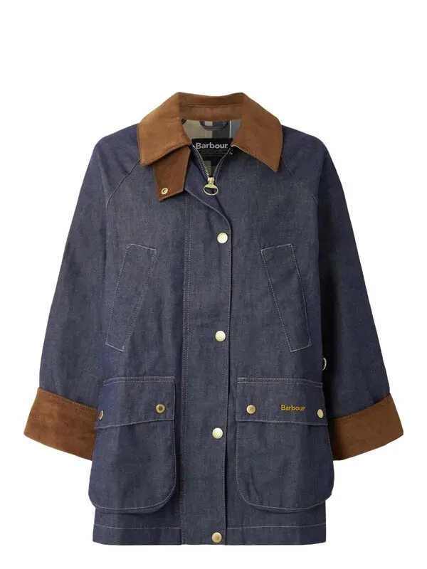 Barbour Denim Jacket With Corduroy Collar And Cuffs - Indigo
