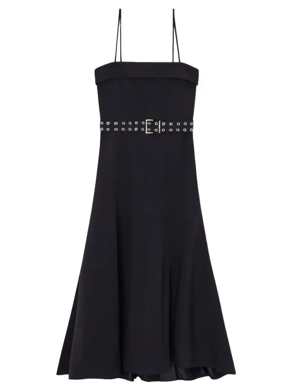 GANNI Twill Suiting Dress With Belt Detail - Black