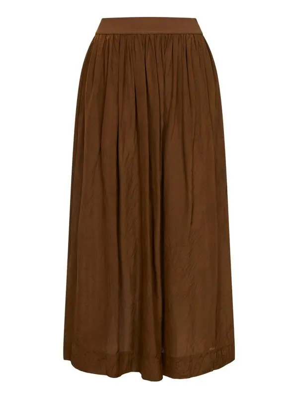 UMA WANG Elastic Waist Pleated Skirt - Brown