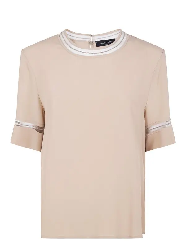 Fabiana Filippi Sheer Detail T-shirt - Nude