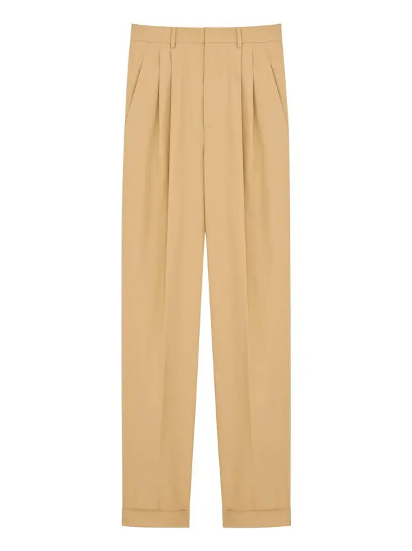 Saint Laurent High Waist Slim-fit Trousers - Light Brown