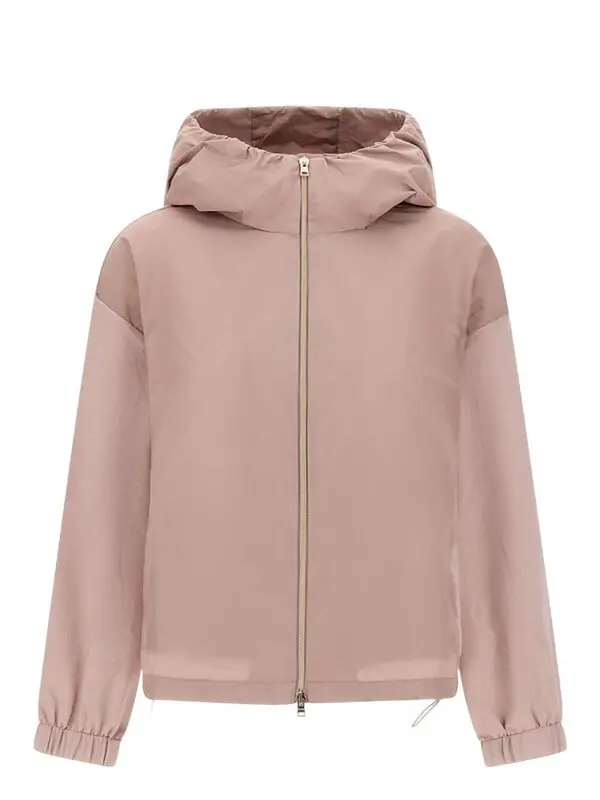 Herno Zip-up Relaxed Fit Jacket With Hood And Drawstring Hem - Pink