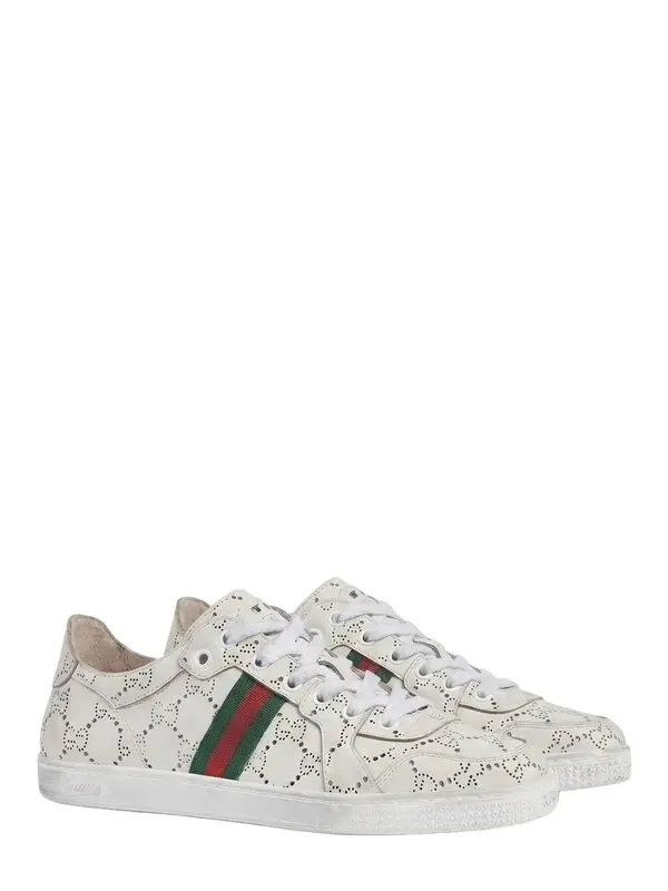 Gucci Perforated Monogram Low-top Sneakers - White