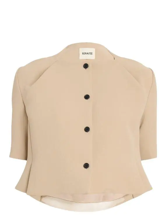 Khaite Franc Peplum Jacket - Tea Stain
