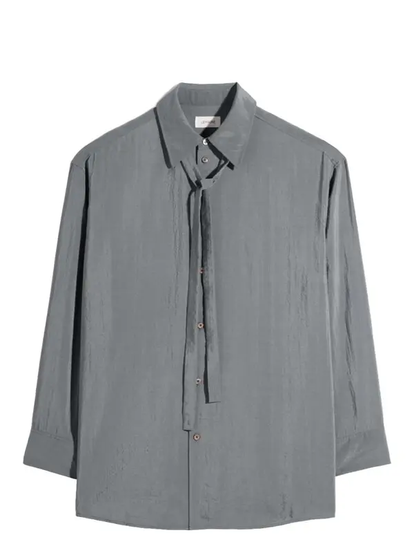 LEMAIRE Pleated Buttoned Shirt With Collar Tie - Aluminum