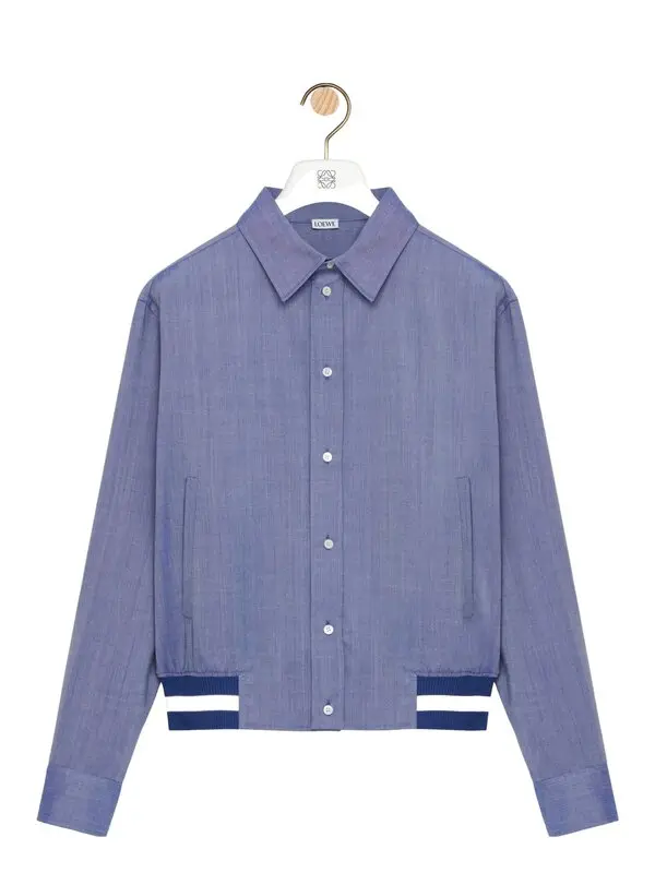 Loewe Long-sleeved Buttoned Jacket With Ribbed Hem - Blue