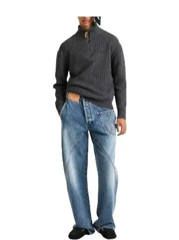J.W.ANDERSON Jw Anderson Half Zip Knitted Sweater - Steel Gray