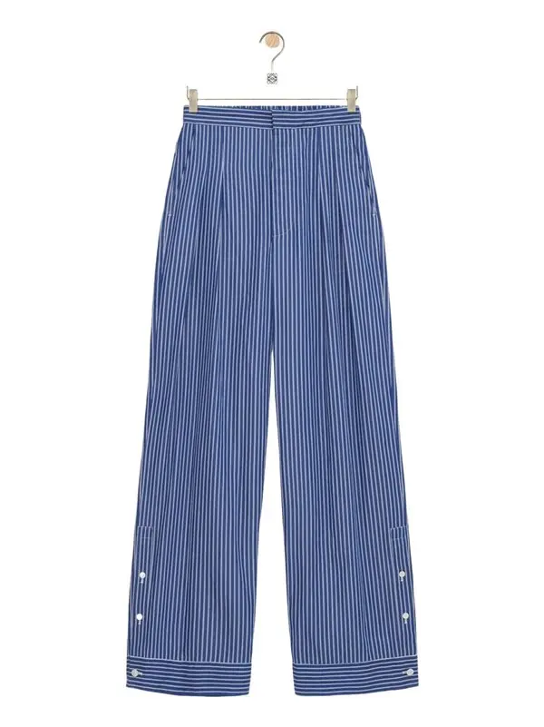 Loewe Striped Wide-leg Trousers - Navy Blue/white