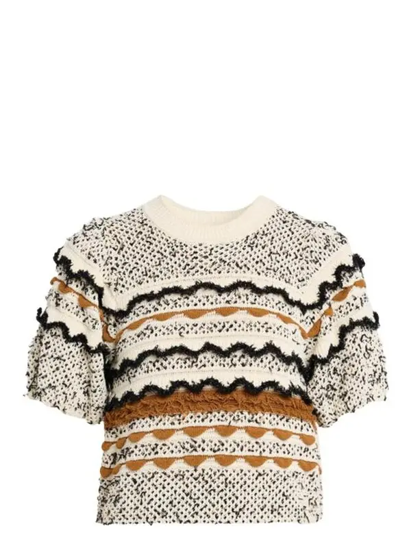 Ulla Johnson Patterned Short-sleeved Knit Pullover - Multicolor