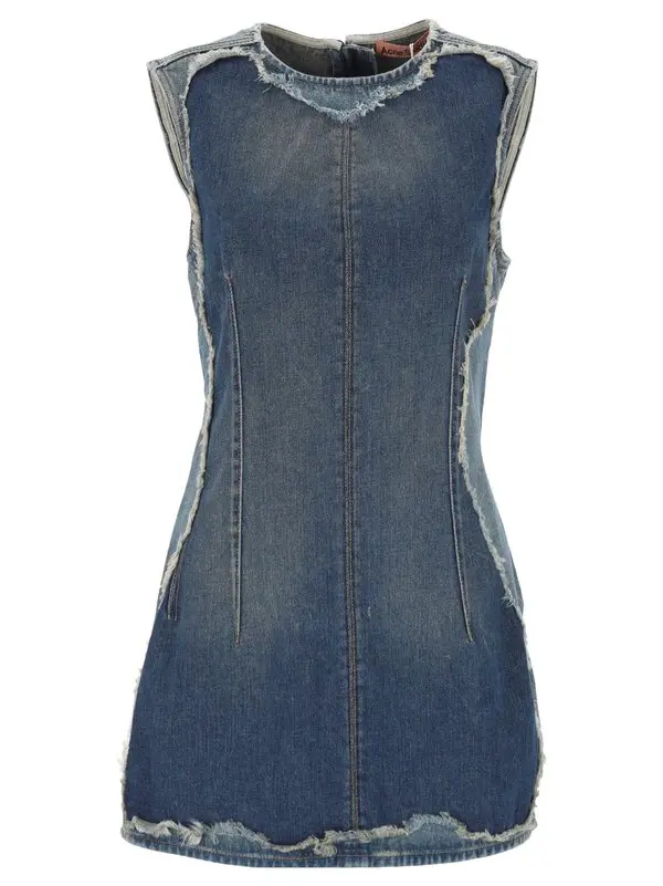 Acne Studios Raw Cut Edge Denim Mini Dress - Blue