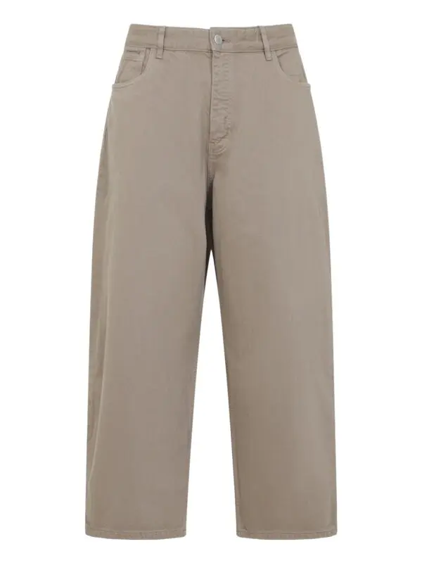 Studio Nicholson Cropped Wide-leg Jeans With Logo Patch - Nude
