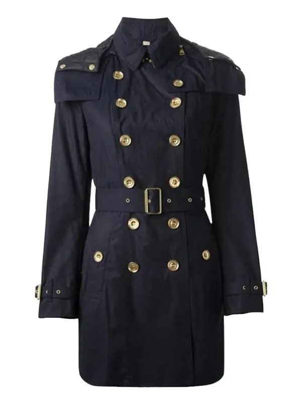 Burberry Double Breasted Cotton Trench Coat - Black