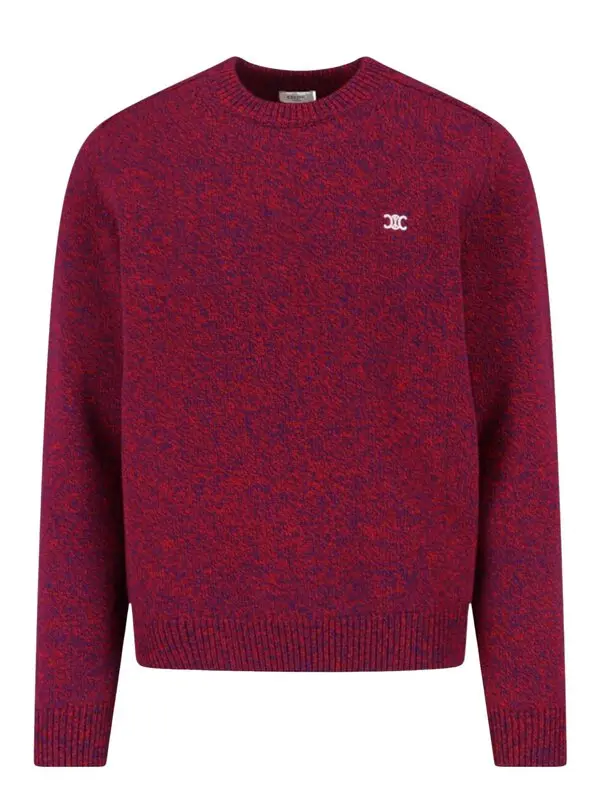 Celine Crewneck Sweater In Wool And Cashmere - Red/blue