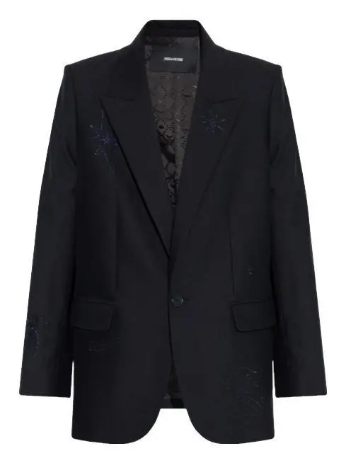 Zadig&Voltaire Long Sleeve Blazer With Embroidered Stars - Black