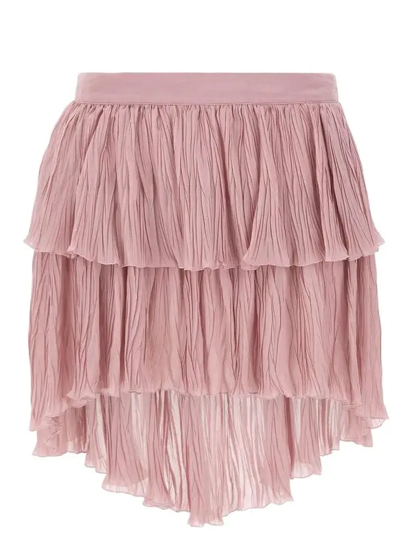 Blumarine Tiered Asymmetric Pleated Skirt - Pink
