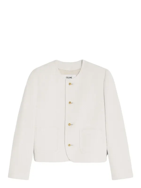 Celine Icône Jacket In Viscose And Wool Natt - Off White