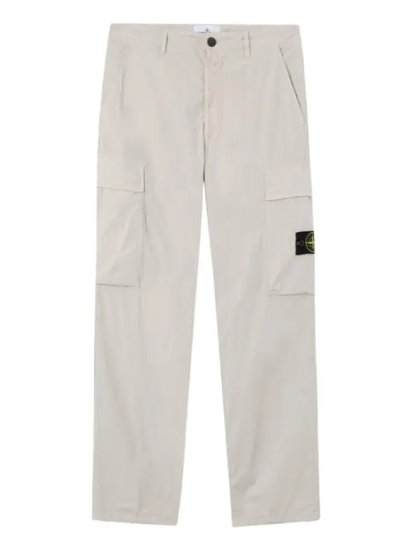 Stone Island Logo Patch Cargo Trousers - Pearl Gray
