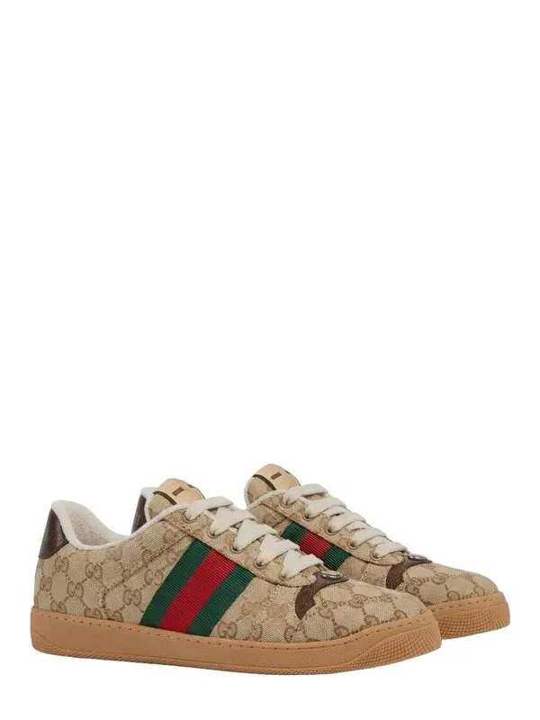 Gucci Screener Sneakers With Worn-out Effect - Sand-colored