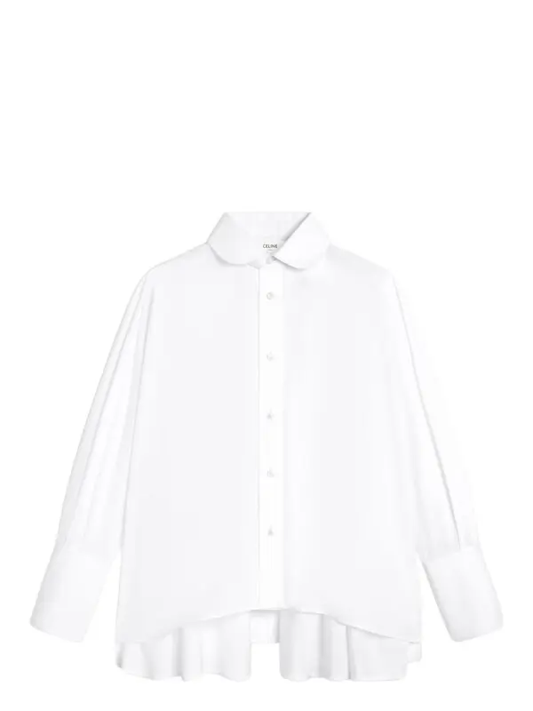 Celine Oversized Cotton Poplin Shirt With Triumphal Embroidery - White