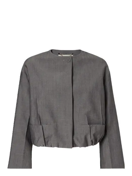 Fendi Crewneck Cropped Blazer - Grey