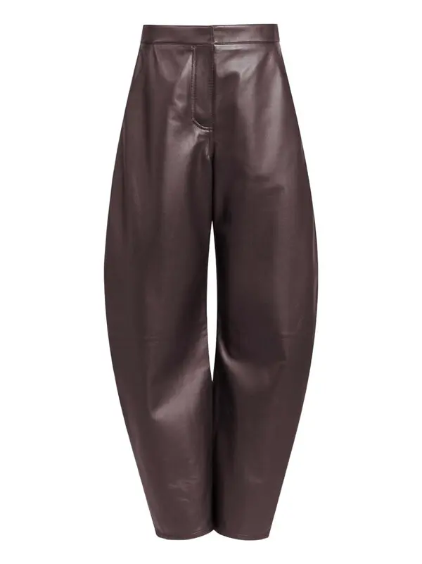 Alaïa Barrel Leg Low Round Leather Pants - Black