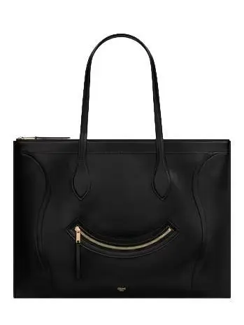 Celine Flat Luggage Bag In Glossy Calfskin - Black