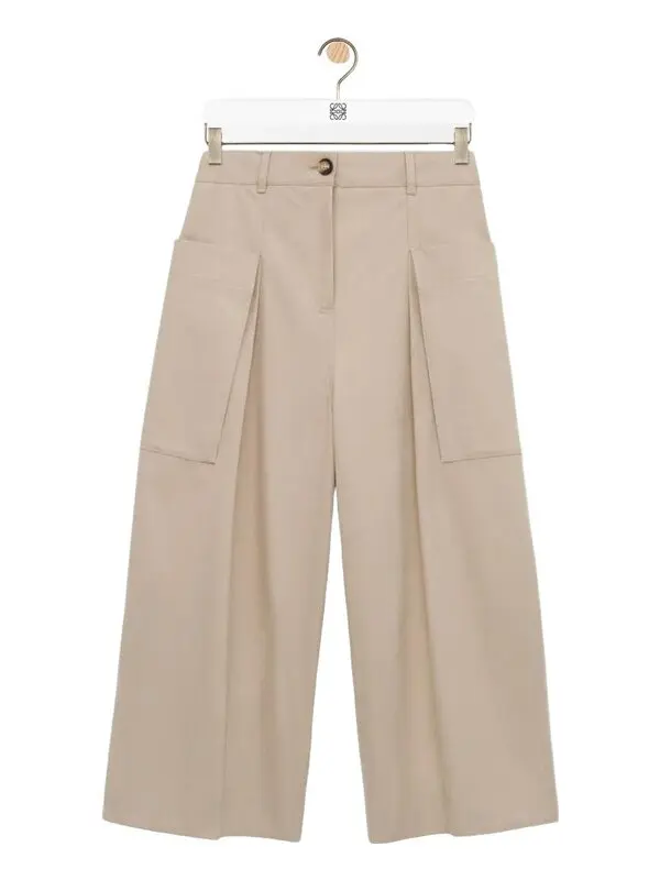 Loewe Cropped Pleated Trousers - Nude