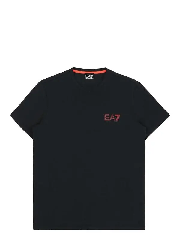 EA7 Logo T-shirt With Round Neck - Black