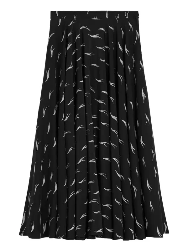 Celine Skirt In Crepe De Chine - Noir/craie