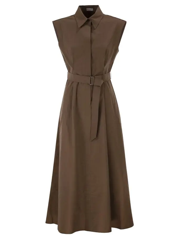 Brunello Cucinelli Sleeveless Belted Dress - Green