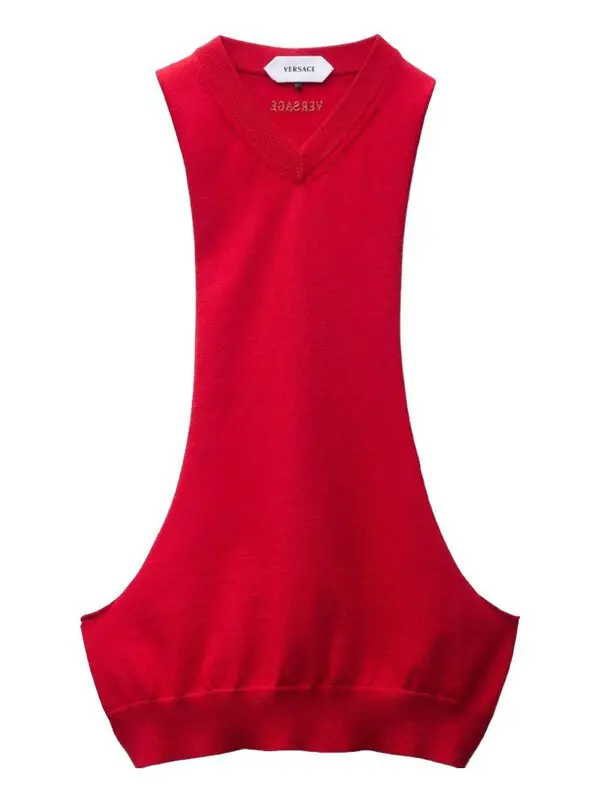 Versace Knitted Tank Top With V-neckline - Red