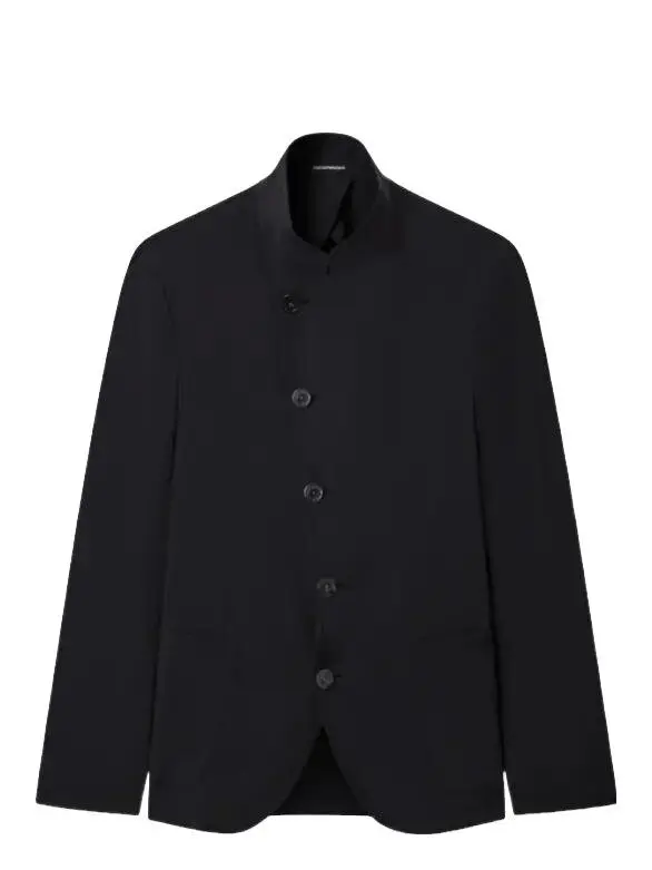 Emporio Armani Asymmetrical Button Blazer - Black