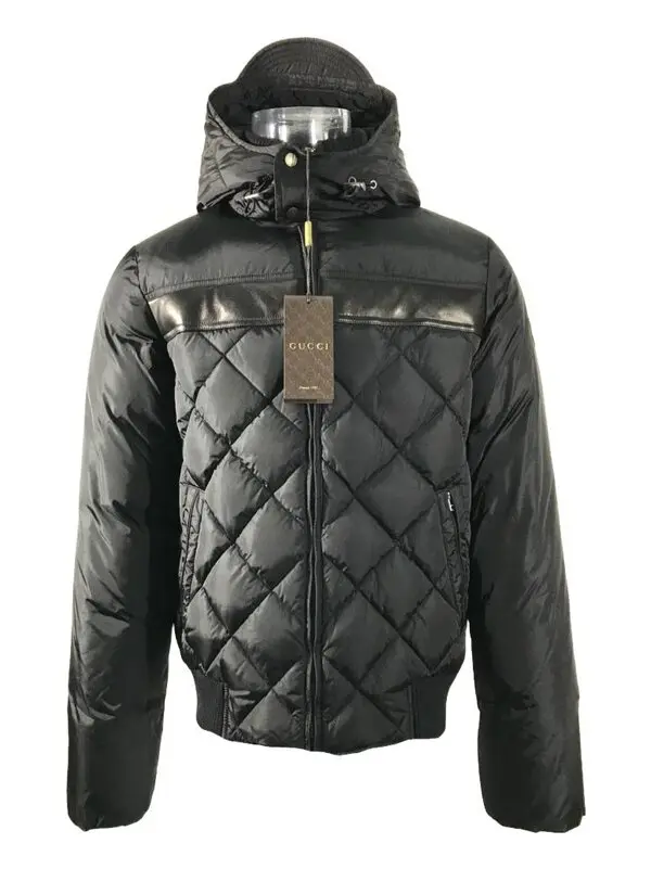Gucci Quilted Hooded Jacket With Logo Detail - Black