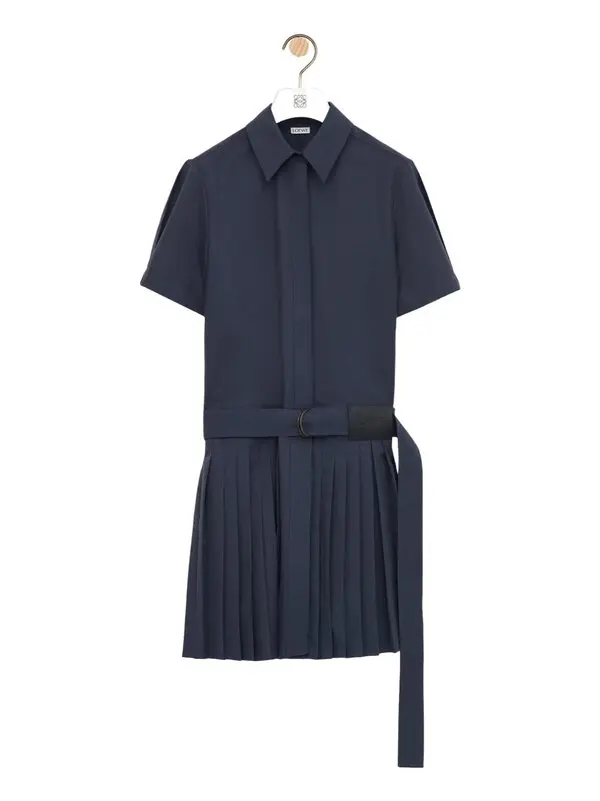 Loewe Pleated Short Dress - Navy Blue