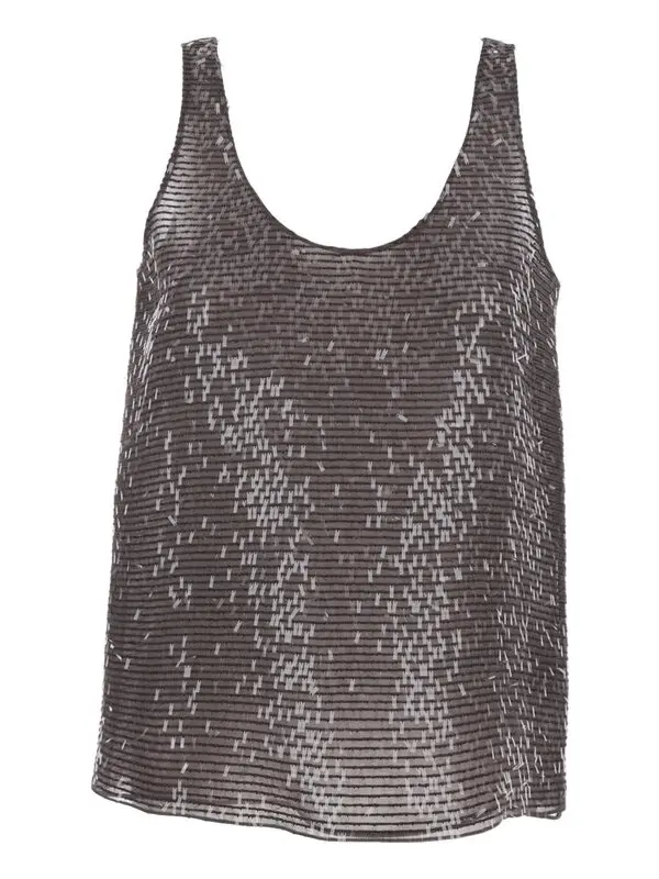 Brunello Cucinelli Sleeveless Embellished Top - Brown