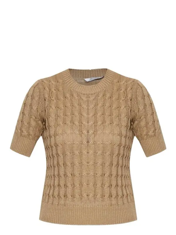 Max Mara Short-sleeve Cable-knit Pullover - Nude