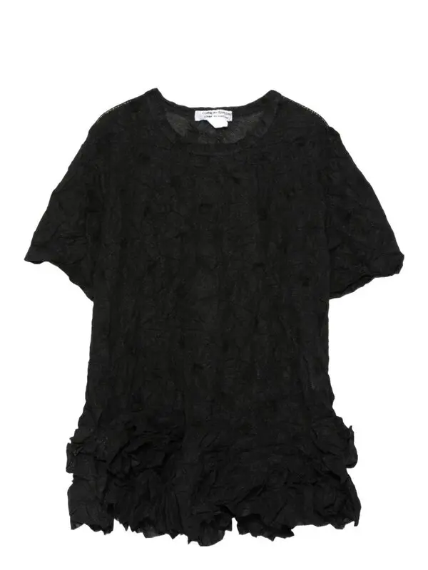Comme Des Garçons Crew Neck Short-sleeved T-shirt With Ruffle Detail - Black